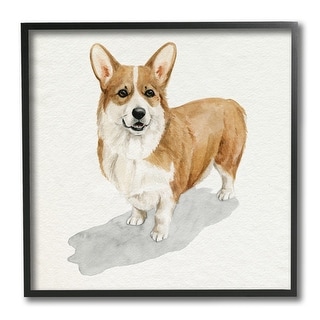 Stupell Happy Corgi Dog Pet Portrait Neutral Shadow Framed Wall Art, 12 ...