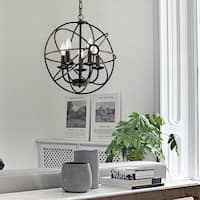 Antique Bronze 4-Light Globe Sphere Orb Cage Chandelier with Crystals ...