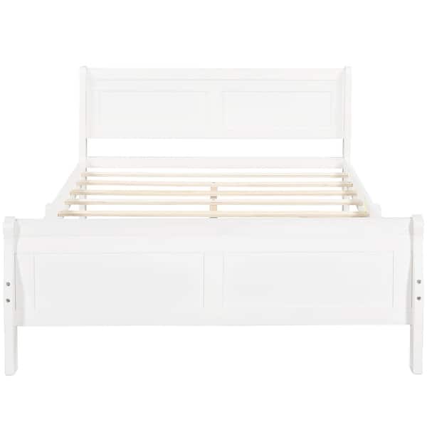 Easy Assemble Queen Wood Platform Sleigh Bed Frame with Headboard for ...