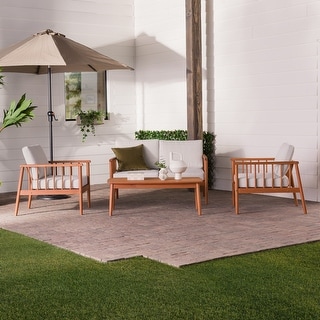 Walker Edison 4-Piece Solid Wood Spindle Patio Chat Set - Bed Bath ...