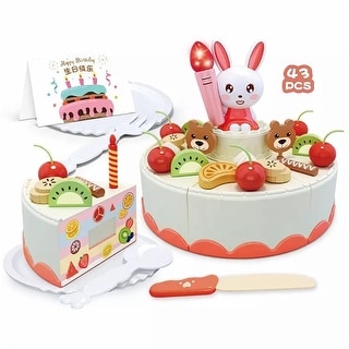 43pcs Fake Birthday Cake Toys Set, Cut Food Birthday Cake Toy - Bed ...