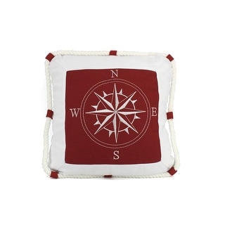 Red Compass With Nautical Rope Decorative Throw Pillow - 16" - Bed Bath ...