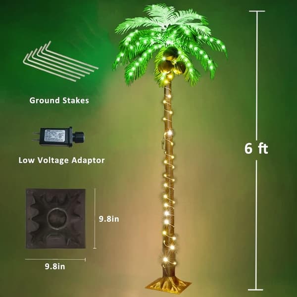 Lighted Palm Tree, 6FT 162 LED Artificial Palm Tree with Coconuts ...