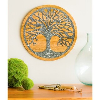 20-inch Round 'Tree of Life' Wood and Metal Wall Decor - Bed Bath ...