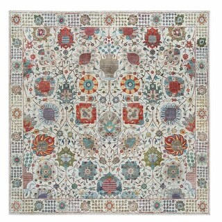 Hand Knotted Ivory Transitional with Wool & Silk Oriental Rug (10'1" x ...