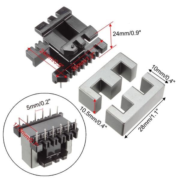 5 Sets EE28 6+6pin Transformer Bobbin PC40 10 Ferrite Halves+5 Bobbin ...