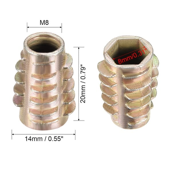 Threaded Insert Nuts Hex-Flush M8 Internal Threads 20mm Length 30pcs ...