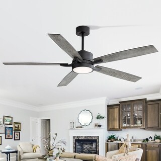 65 Inch Black LED Ceiling Fan with Light and Remote(5-Blade) - Bed Bath ...
