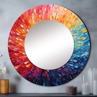 Designart "Hardedge Art Vibrant Velocity" Abstract Round Mirror Wall ...
