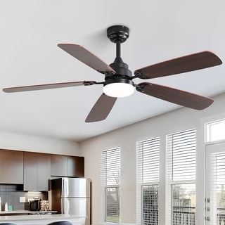 52 inch Integrated LED Ceiling Fan with Light and Remote, Flush Mount ...