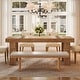 Solid Wood Dining Table, 63" Farmhouse Rectangle Kitchen Table for 4-6 ...
