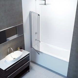 Amara 40" Pivot and Slide Bath Screen, White and Chrome - Bed Bath ...