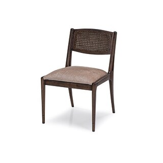 SIDRA Wood Accent Chiar with Wicker Back Side Chair with Cushioned ...