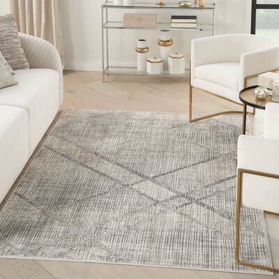 Nourison Home Iliana Indoor only Grey Abstract Area Rug - Overstock ...