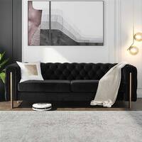 Modern Elegant Velvet Sofa With Buttons Upholstery And Metal Legs - Bed ...