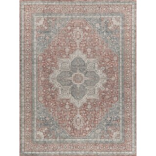 EXQUISITE RUGS Heritage Power-loomed Polyester/Acrylic Rust/Beige Area ...