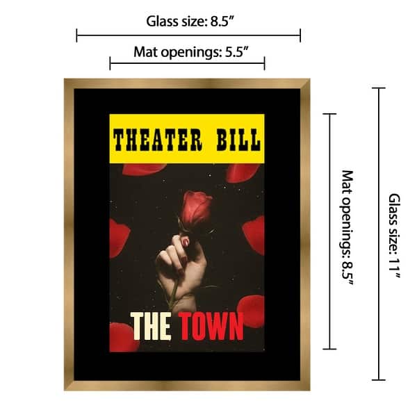 8.5x11 Gold Playbill Frame with Black Mat with 1 Opening to Display 1 ...