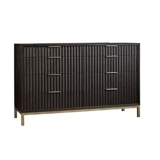 Scalloped Front Eight Drawer Dresser with Top Mount Brass Pull and ...