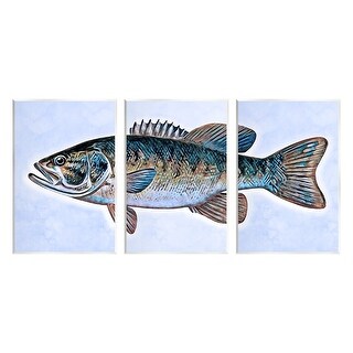 Stupell Marine Bass Fisherman Sea Life 3 Piece Wall Plaque Art Set by ...