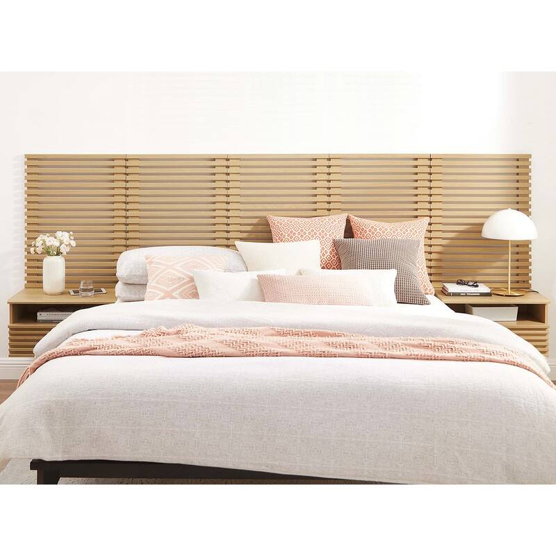 Vidalia Mid-century Modern Oak Wooden Floating Queen Size Headboard ...