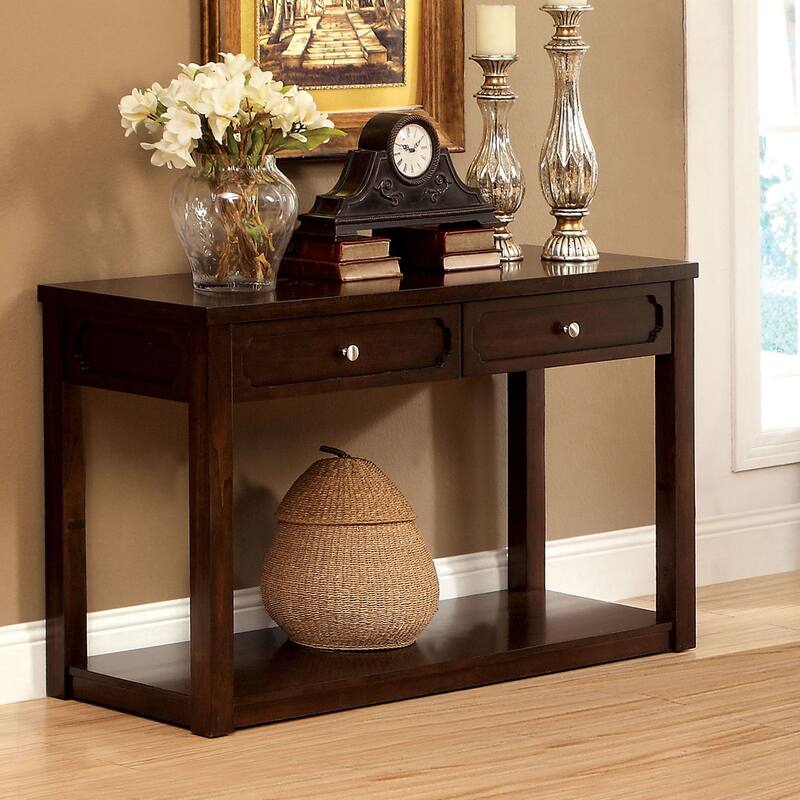Furniture of America Hiva Transitional Cherry Solid Wood Console Table ...