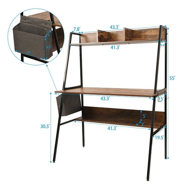 Brown Computer Desk with Hutch and Storage Shelves - Bed Bath & Beyond ...