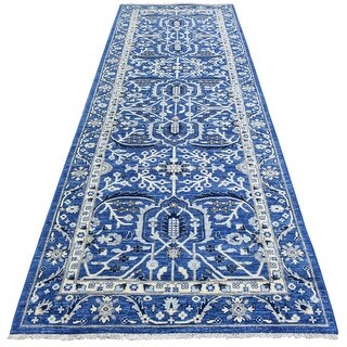 Shahbanu Rugs Cobalt Blue Fine Peshawar Heriz Design Natural Dyes ...