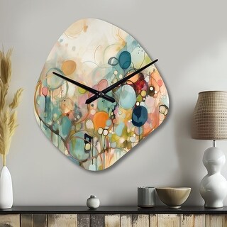 Pink Blue Minimalism Fluidity I - Abstract Minimalism Large Wall Clocks ...