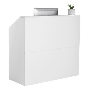 White MDF Reception Desk with Spacious Desktop and Easy Clean Surface ...