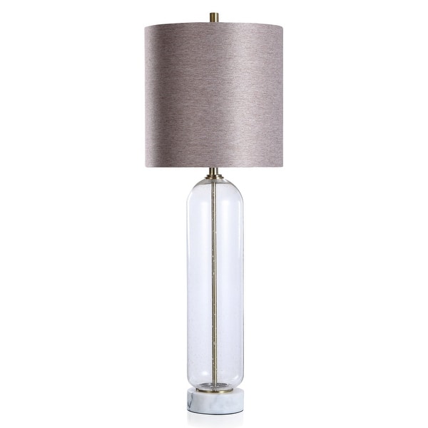 Rosalind - Clear Glass & Marble Base Table Lamp - Seeded Clear Finish ...