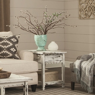 Alaterre Country Cottage End Table, Rustic Antique Finish - Bed Bath ...