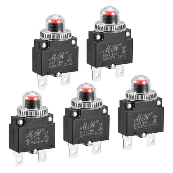 Circuit Overload Protector 16A Push Button with Waterproof Caps 5pcs ...