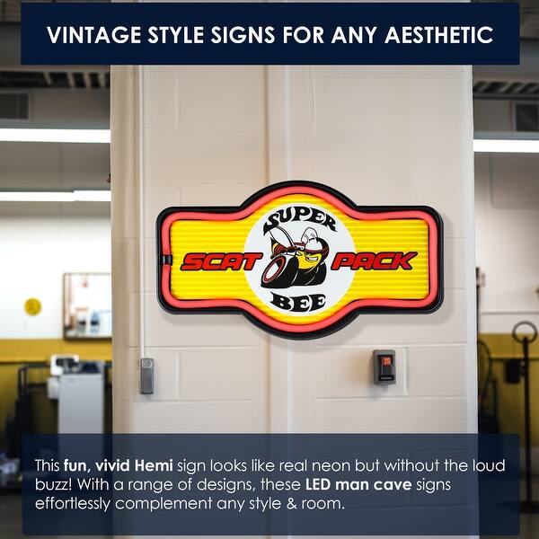 American Art Decor Dodge Super Bee Scat Pack Marquee Shaped LED Light ...