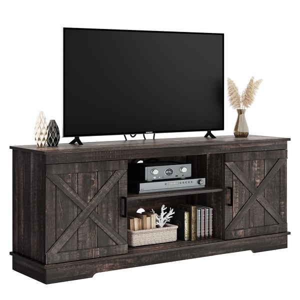 Farmhouse TV Stand for 65 Inch TV Media Console Entertainment Center ...