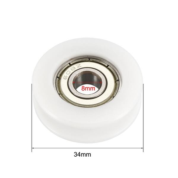 V Groove Guide Bearing Pulley Rail Ball Wheel White 8x34x11mm 2pcs ...