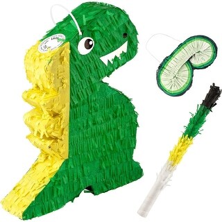 Dinosaur Pinata for Jurassic Party Fun, Includes Blindfold & Baton ...