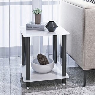 2-Tier Glass Metal Side Table with Storage Shelve - Bed Bath & Beyond ...