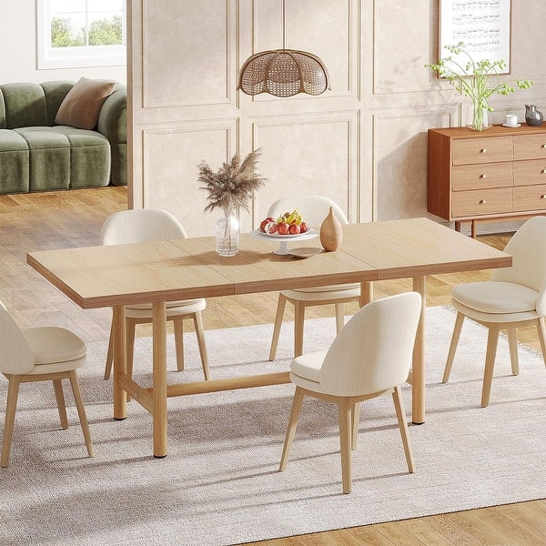 Kitchen Dining Table Wood, 63 Inches Rectangular Dining Room Table for ...