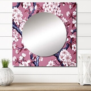 Designart "Cherry Blossum Flower Whispers I" Modern Wall Mirror ...