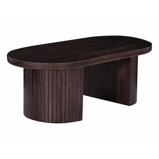 Geneva 51 in. Brown Wood Oval Coffee Table - Bed Bath & Beyond - 40721600