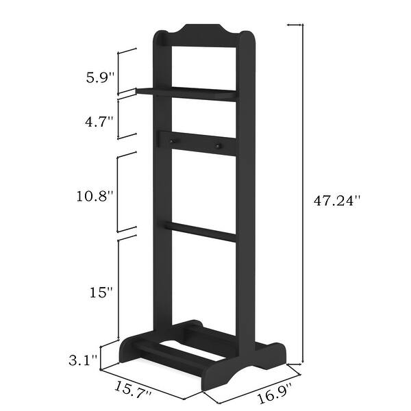 Black Entryway Clothes Valet Stand Portable Suit Stand w/ Top Tray ...