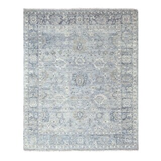 Shahbanu Rugs Pelican Gray Distressed Zero Pile Distinct Abrash Karajeh ...