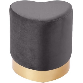 Heart Contemporary Velvet Ottoman/Stool in Gray - Bed Bath & Beyond ...