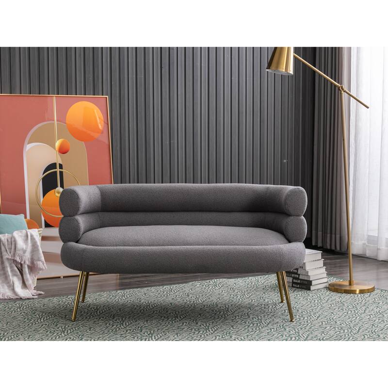 Polyester Upholstered Tubulous Accent Chair With Golden feet ...
