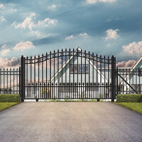 ALEKO Steel Single Sliding 18' Driveway Gate St. Louis Style with Gate ...