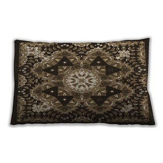 Ahgly Company Patterned Indoor-Outdoor Copper Brown Lumbar Throw Pillow ...