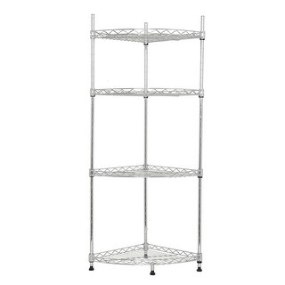 4-Shelf Corner Shelf Rack Adjustable Metal Corner Storage Display Rack ...