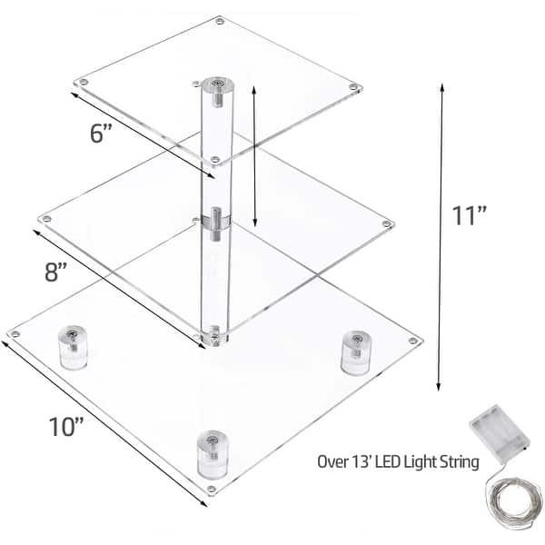 OnDisplay 3 Tier LED Light Clear Acrylic Appetizer/Cupcake Tower ...
