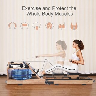 Foldable Water Rowing Machine with LED Display Wooden Rowing Machine ...