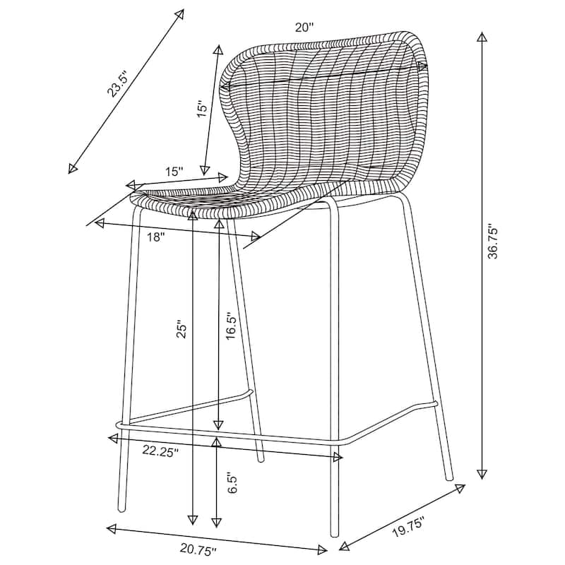 Mckinley Faux Rattan Metal Frame Chair Brown (Set of 2) - Overstock ...
